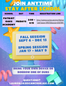 Extended Day – Patriot Oaks Academy